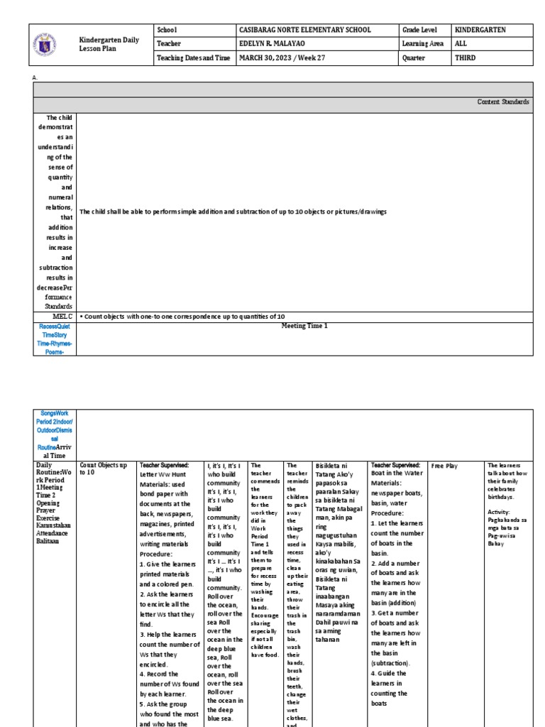 Kinder-New-DLL Week27 - Day4 | PDF | Learning | Cognition