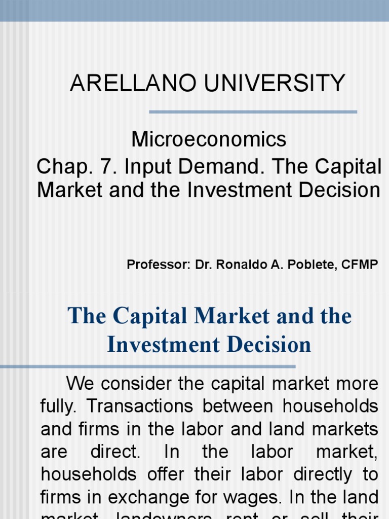 Chap. 7. Input Demand. The Capital Market and The Investment Decision | Download Free PDF ...