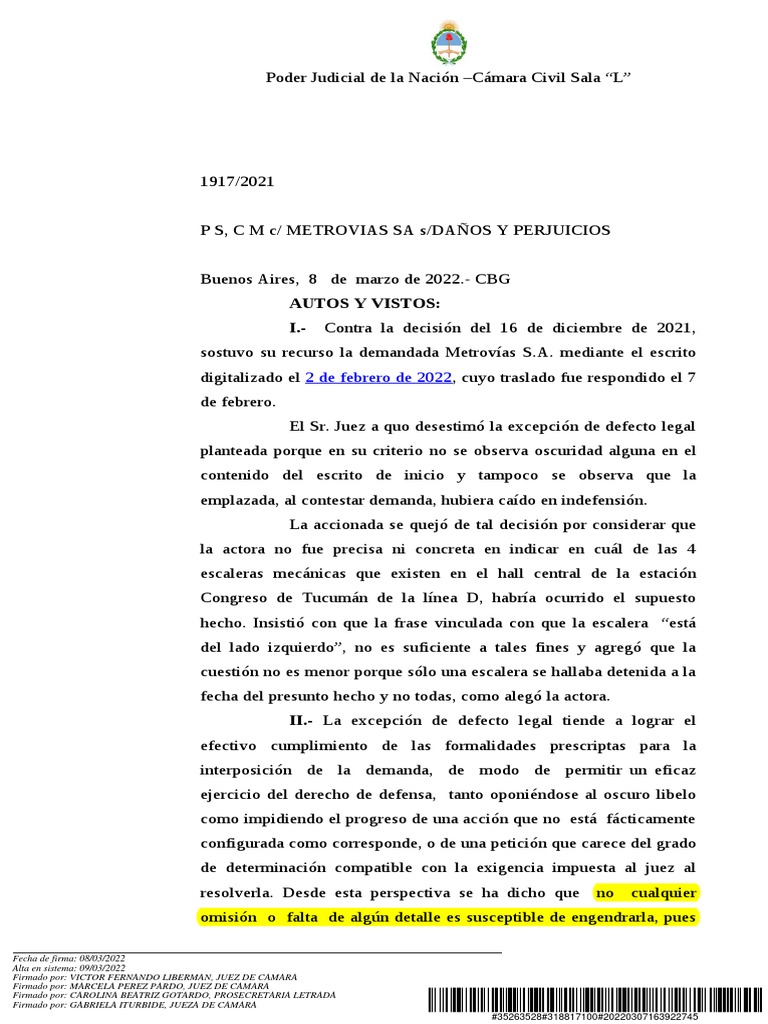 Expte. #19172021 - "P S, C M C Metrovías S A Sdaños y Perjuicios ...