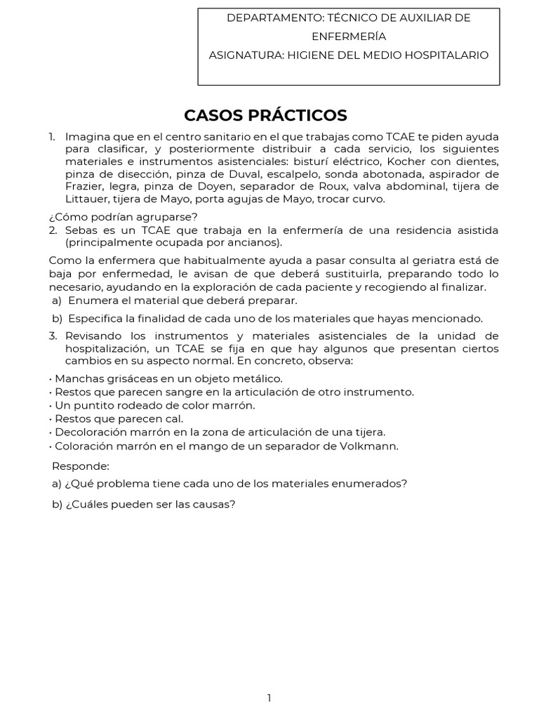 CASOS PRÁCTICOS TEMA 4_TCAE | PDF