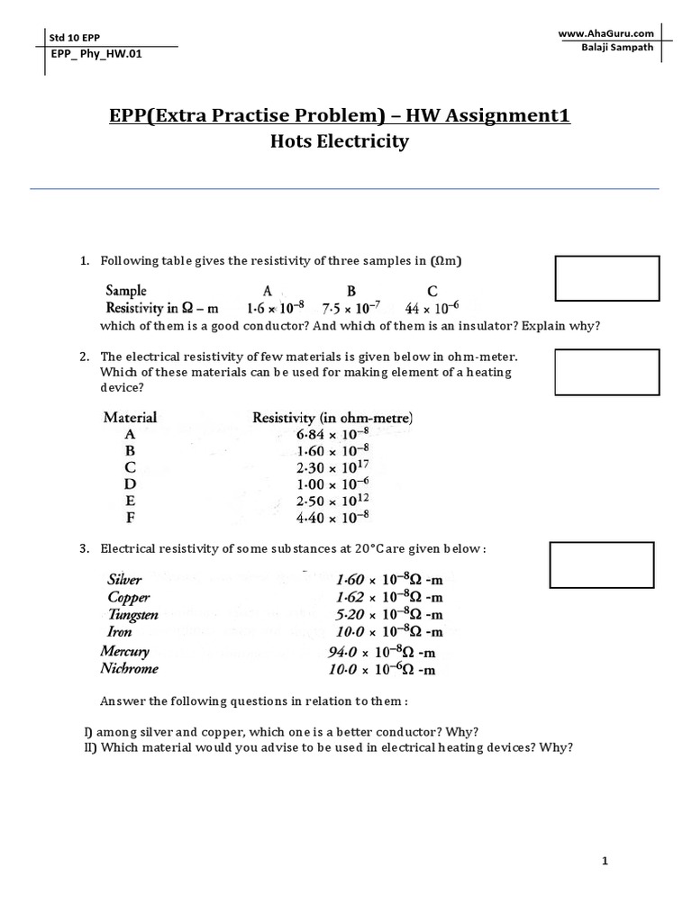 Class 10 Electricity HOTS Questions | PDF | Electrical Resistance And ...