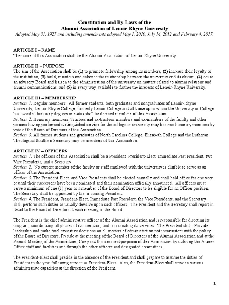 Alumni Association Constitution and Bylaws PDF | PDF | Committee ...