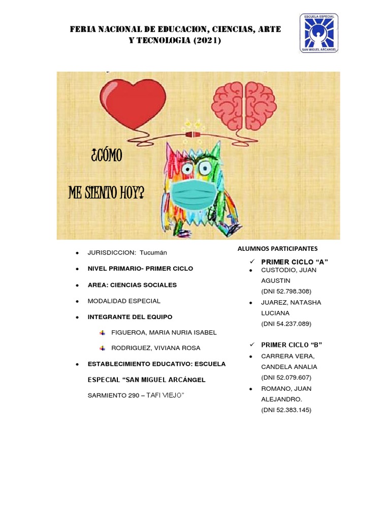 Como Me Siento Hoy | PDF | Las emociones | Inteligencia emocional