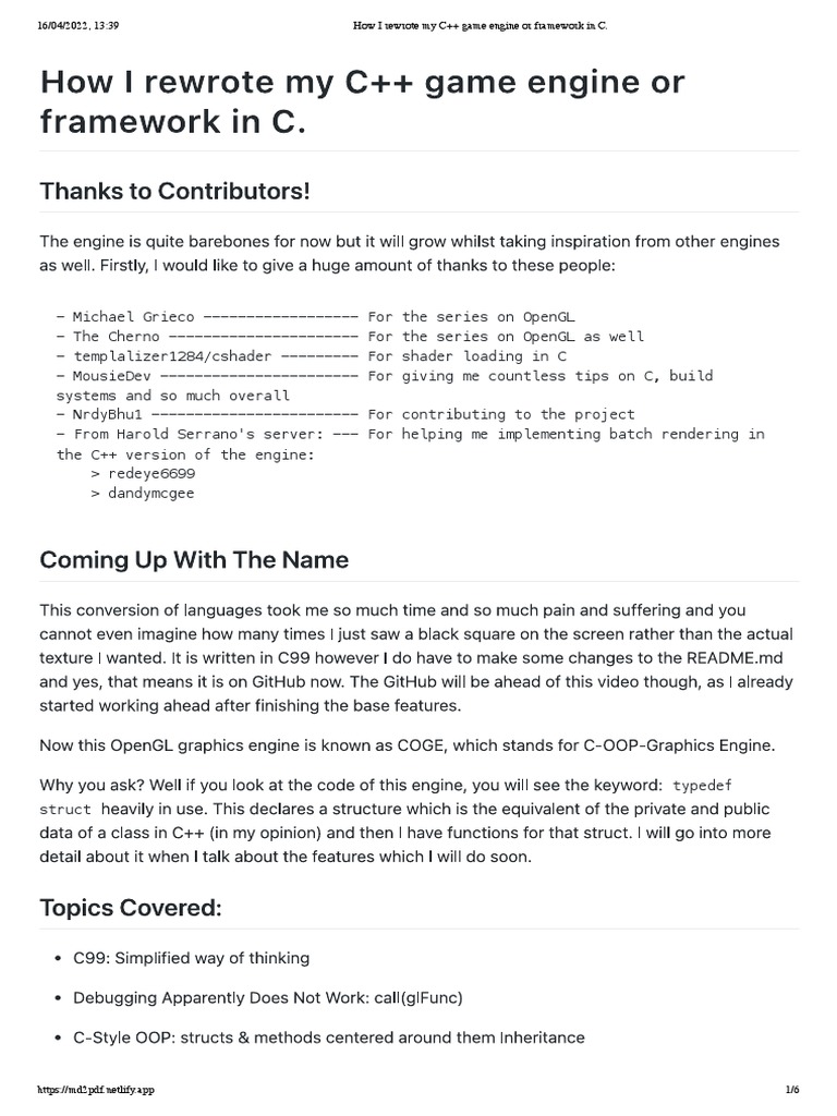 How+I+rewrote+my+C+++game+engine+or+framework+in+C | PDF | Computer ...