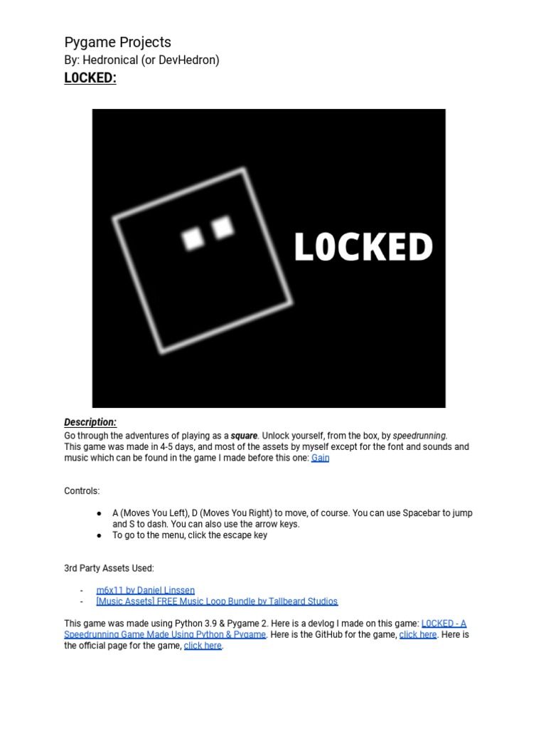 Pygame Projects | PDF