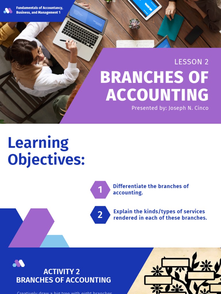 Lesson 2 - Branches of Accounting | PDF | Accounting | Audit