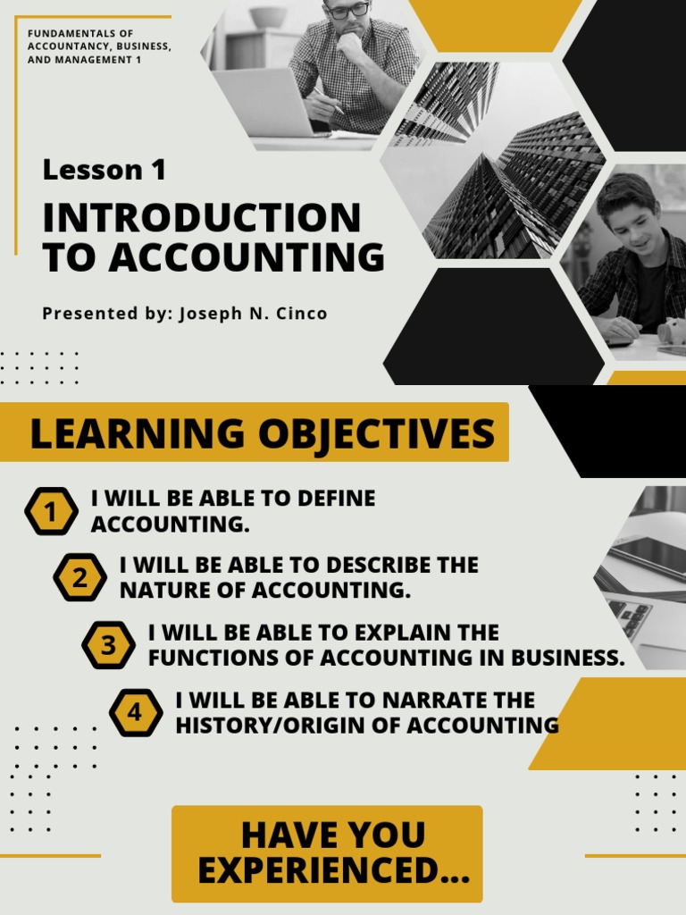 Lesson 1 Introduction To Accounting | PDF | Accounting | Information
