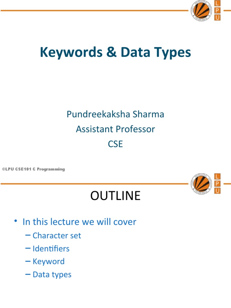 Cse101 Keywords And Data Types Pdf Integer Computer Science Reserved Word 7725