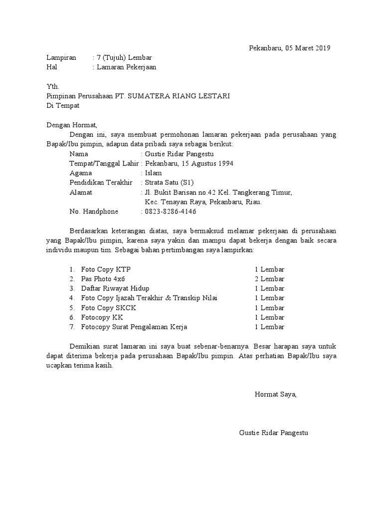 Lamaran Kerja PT. APRIL | PDF | Karier & Perkembangan