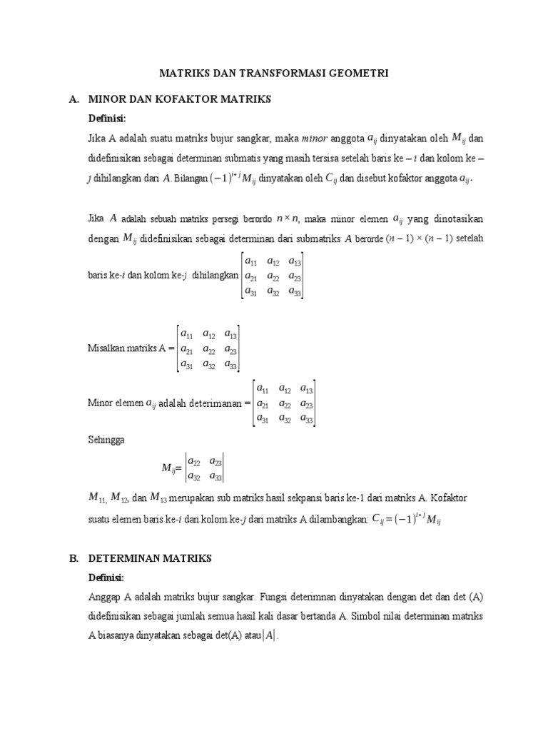 MATRIKS DAN TRANSFORMASI GEOMETRI | PDF