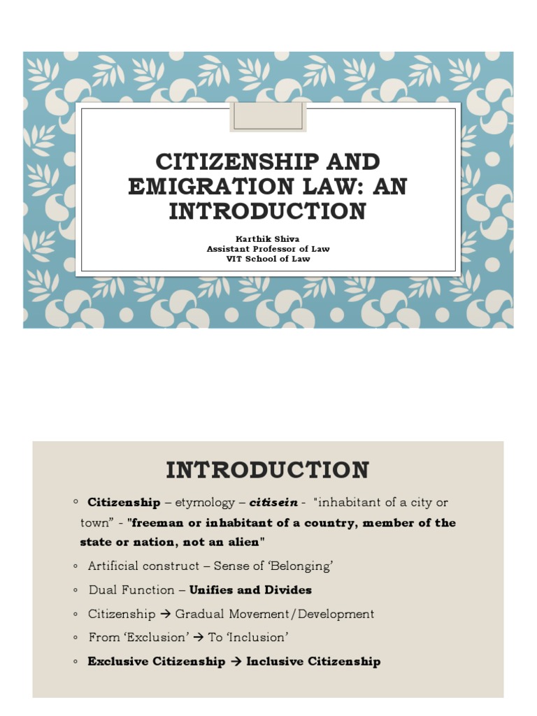 Understanding Citizenship and Emigration Law | PDF | Corporate Social ...