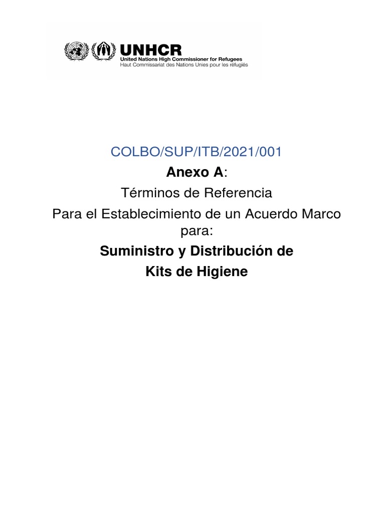 Acuerdo Marco para Kits de Higiene ACNUR | PDF | Colombia | Cepillo de ...