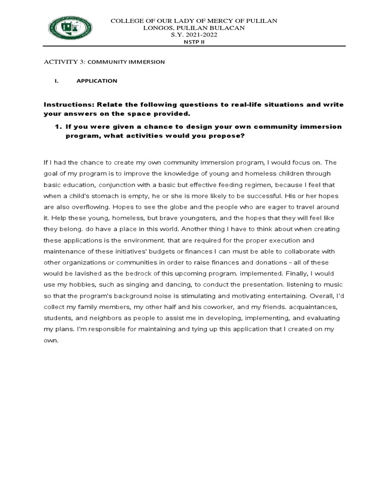 Designing Effective Community Immersion | PDF | Community | Empowerment