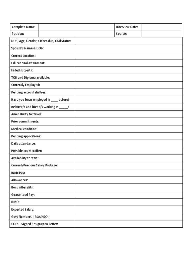 Job Application Interview Questions | PDF