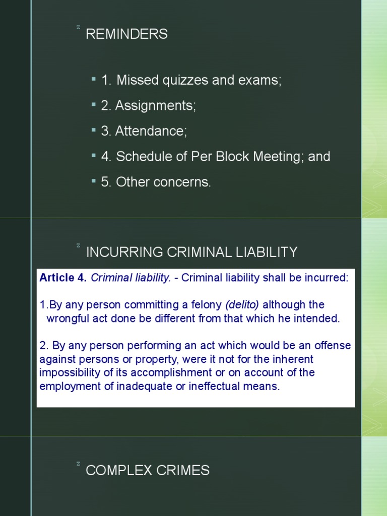 Circumstances Affecting Criminal Liability | PDF | Crimes | Crime ...