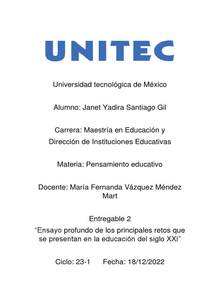 Janet Yadira Santiago Gil - UNITEC | PDF | Enseñando | Aprendizaje