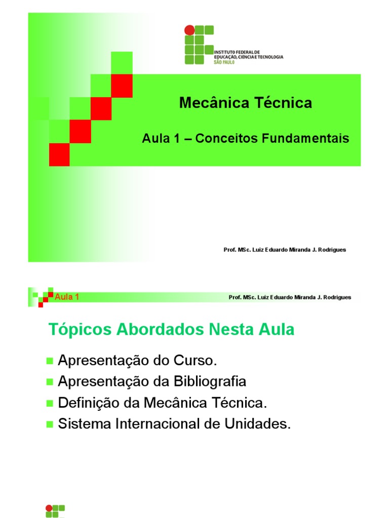 Mecanica Tecnica Aula 1 Conceitos Fundam | PDF | Vetor euclidiano | Triângulo