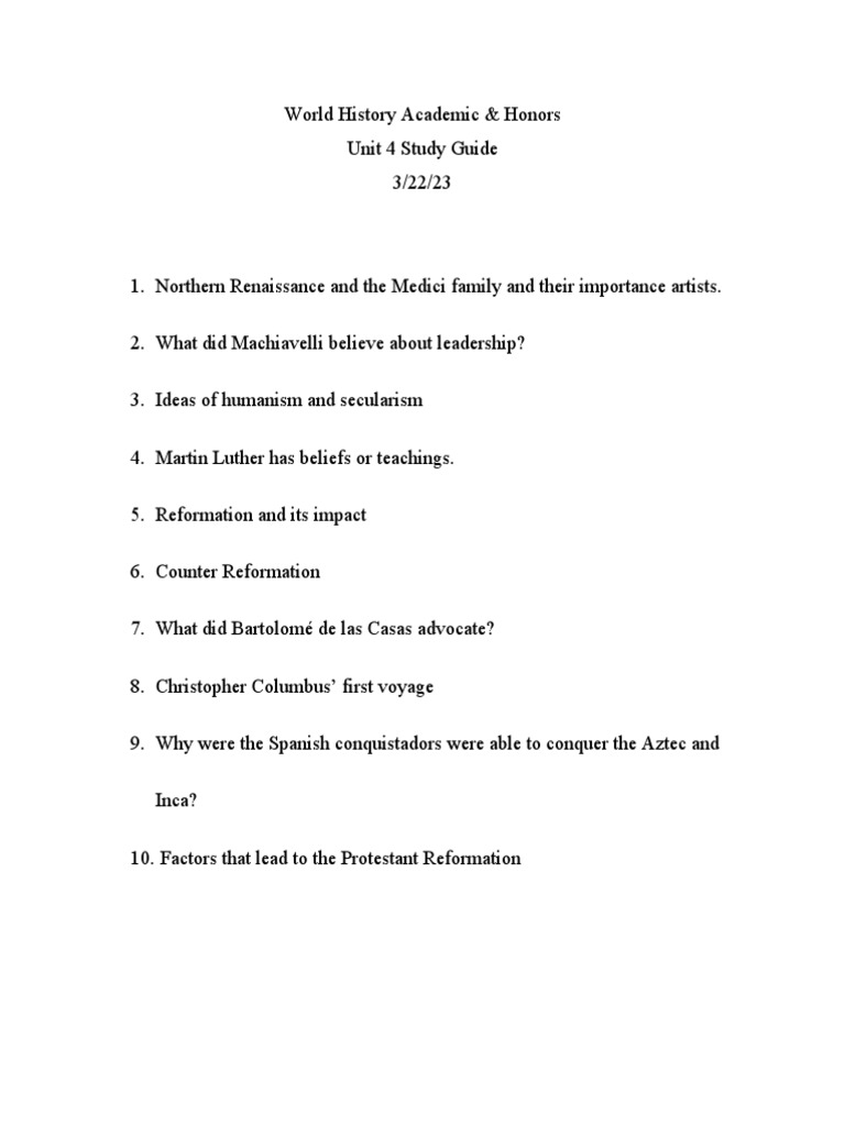Northern Renaissance & Reformation Study Guide | PDF