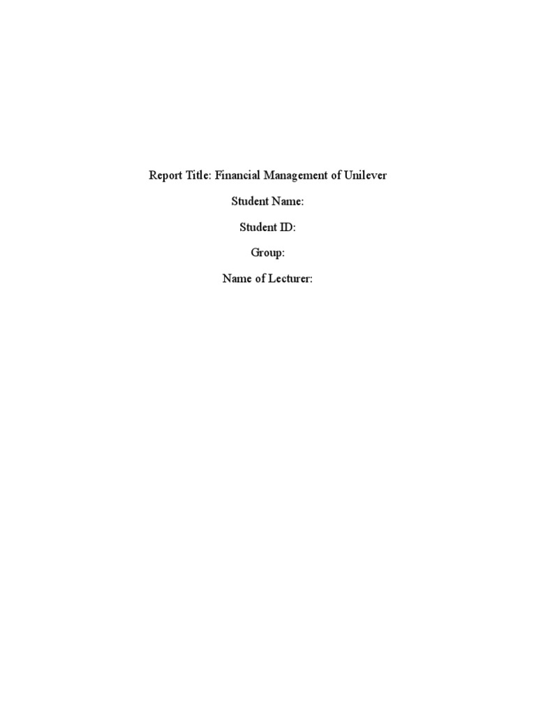 Unilever's Key Financial Management Areas | PDF | Financial Statement ...