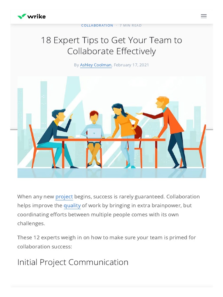 18 Expert Tips To Get Your Team To Collaborate Effectively | PDF ...