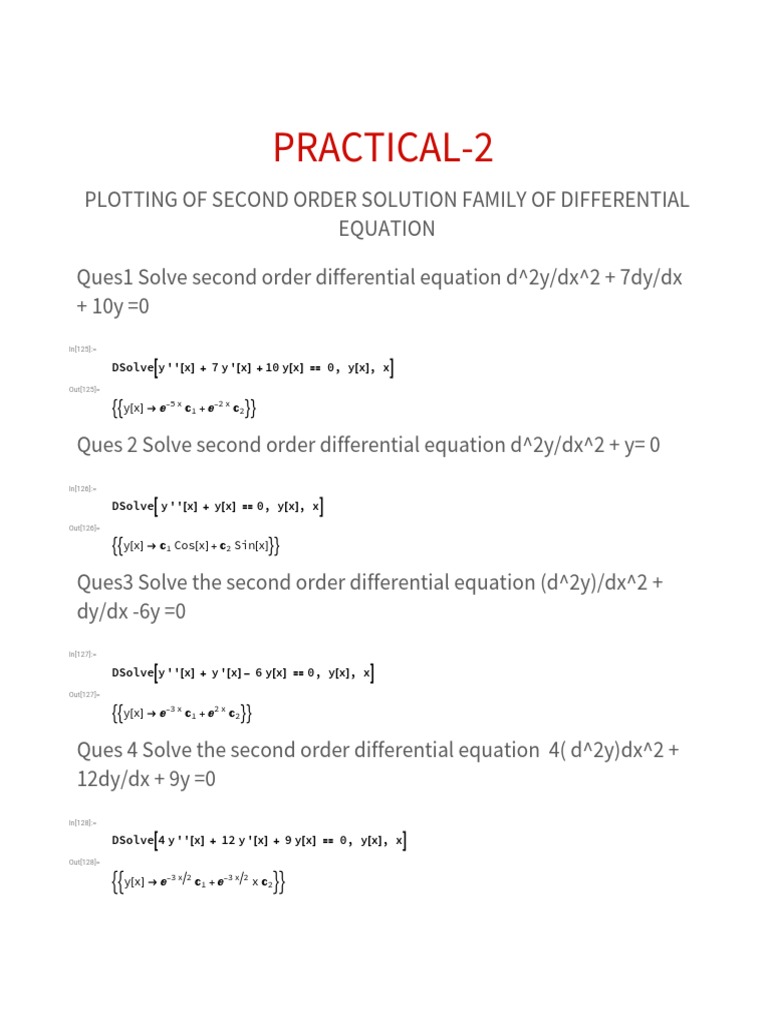 Practical 2 | PDF | Equations | Differential Equations