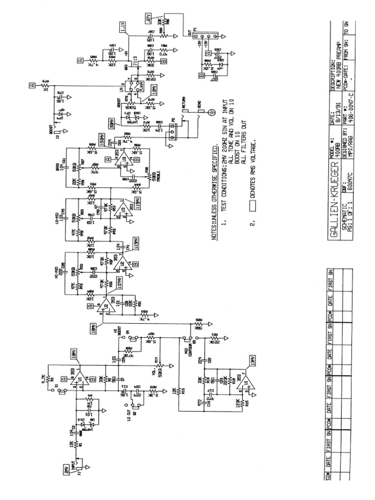 Gallien Krueger 400rb Preamp 1991 Schematics | PDF