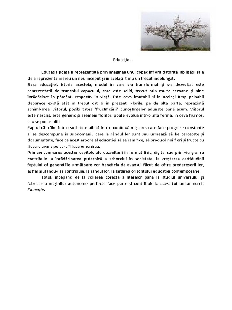 Educatia, Un Copac Înflorit | PDF