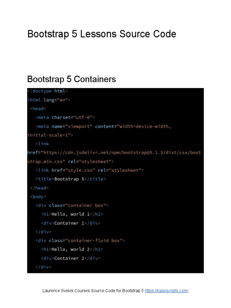 Bootstrap 5 Lessons Source Code | PDF | Booting | Computing Bootstrap 5 Lessons Source Code | PDF | Booting | Computing