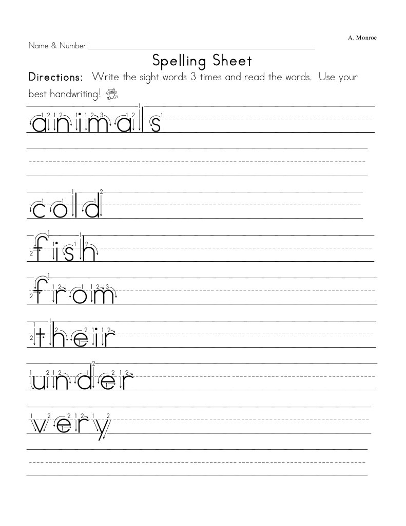 Sight Words Spelling Practice Sheet | PDF