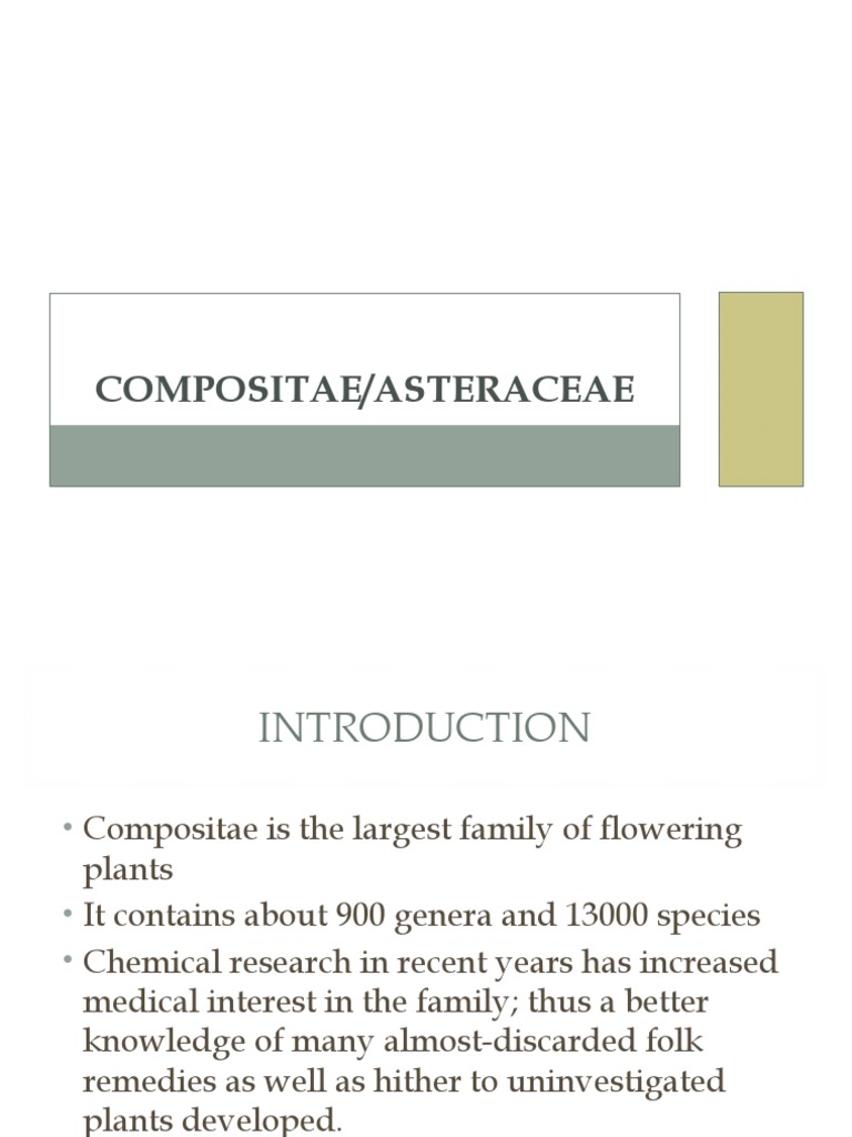 Medicinal Uses and Botanical Properties of Important Compositae ...