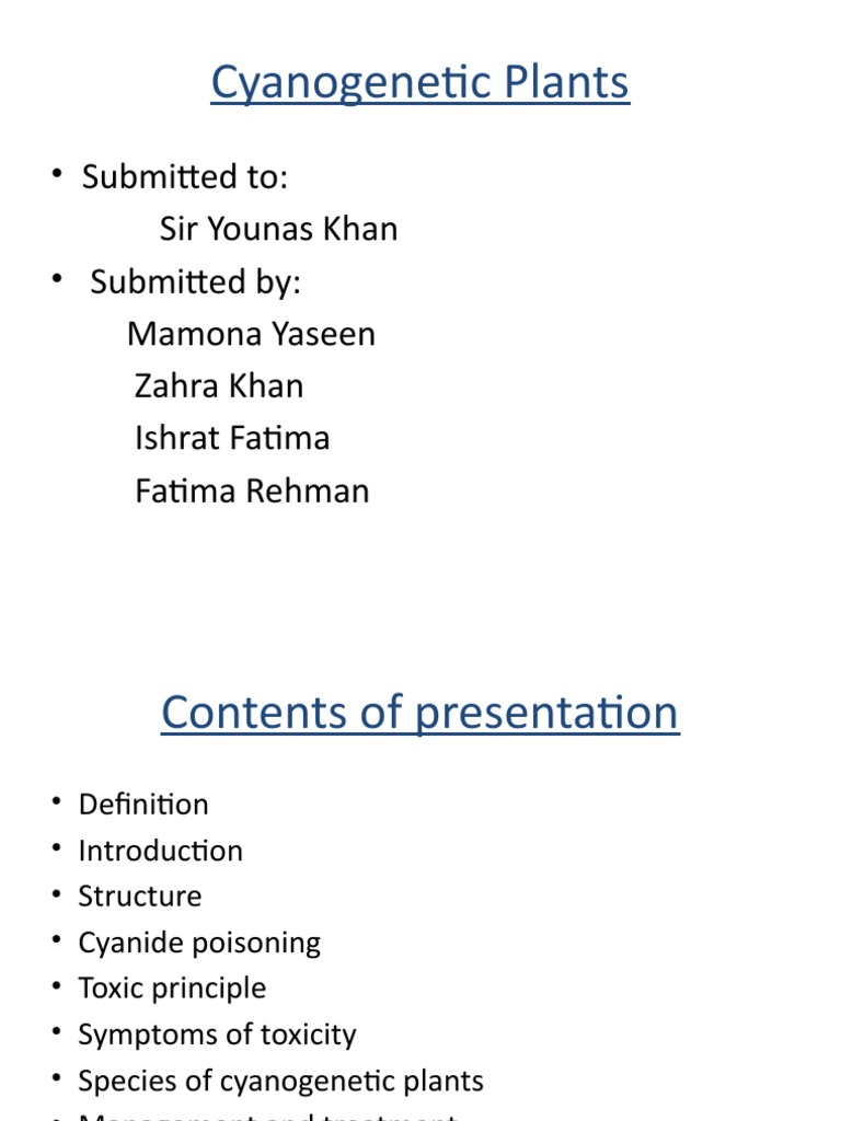 Overview of Cyanogenetic Plants | PDF | Cyanide | Clinical Medicine