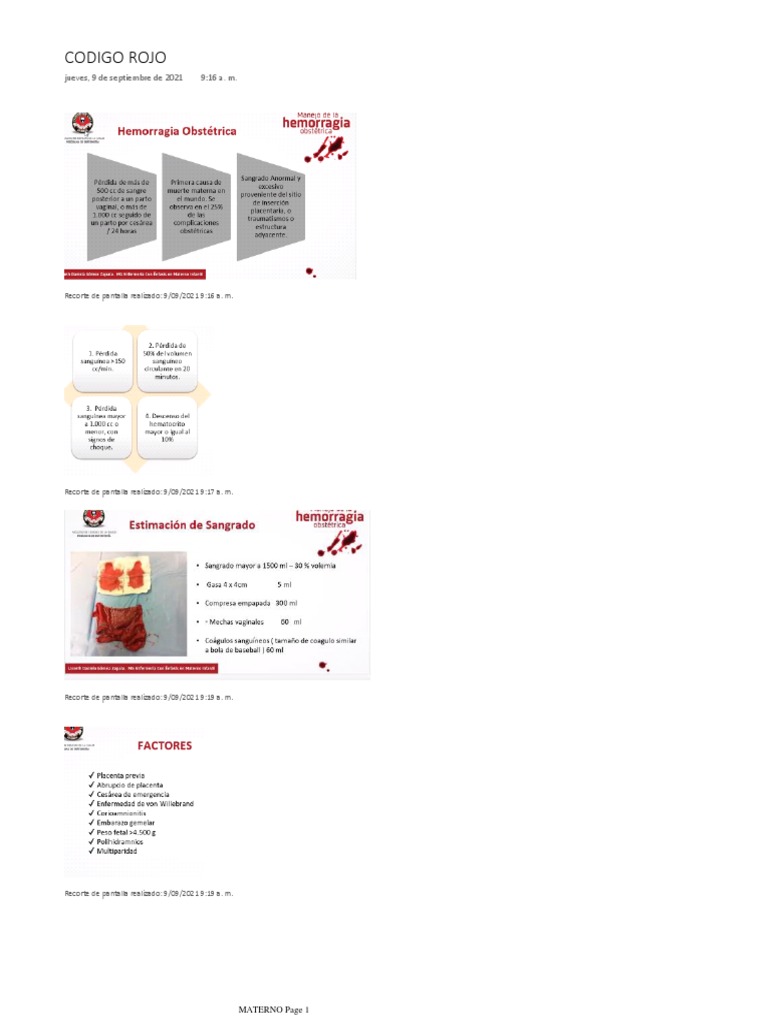 Protocolo CODIGO ROJO en Hemorragia Materna | PDF | Tecnología