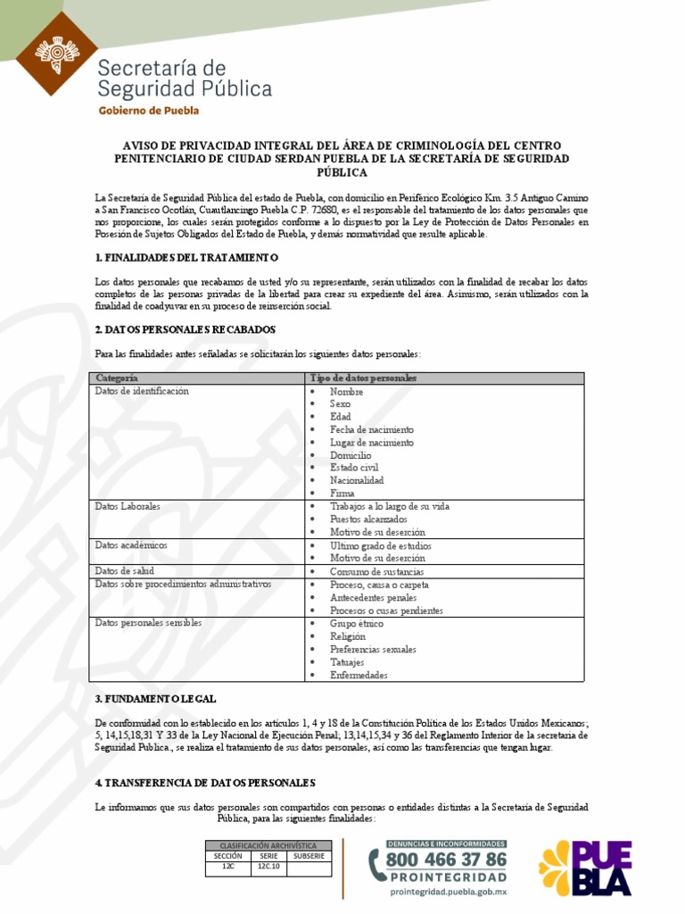 Aviso de Privacidad Integral Formato | PDF | Gobierno | Justicia Aviso de Privacidad Integral Formato | PDF | Gobierno | Justicia