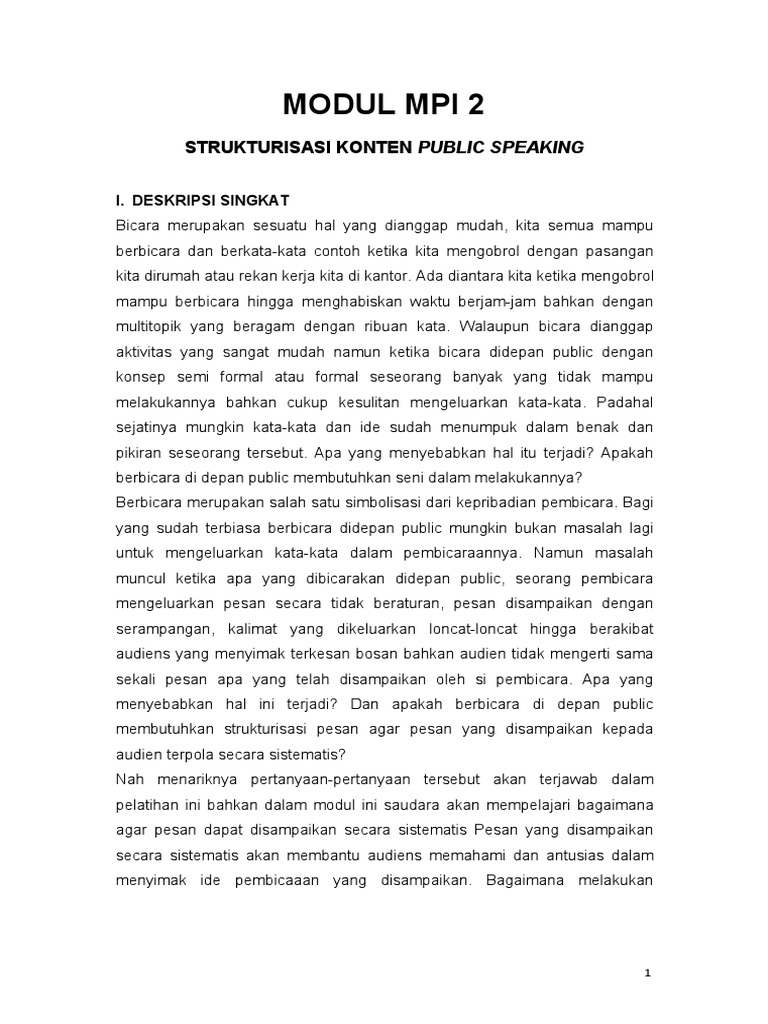 Modul 2 Konten Publik Speaking 17 Maret 2021 | PDF | Seni