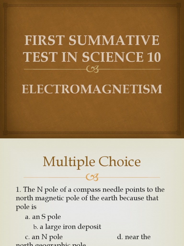 Electromagnetism Test Questions and Answers | PDF | Magnetic Field ...
