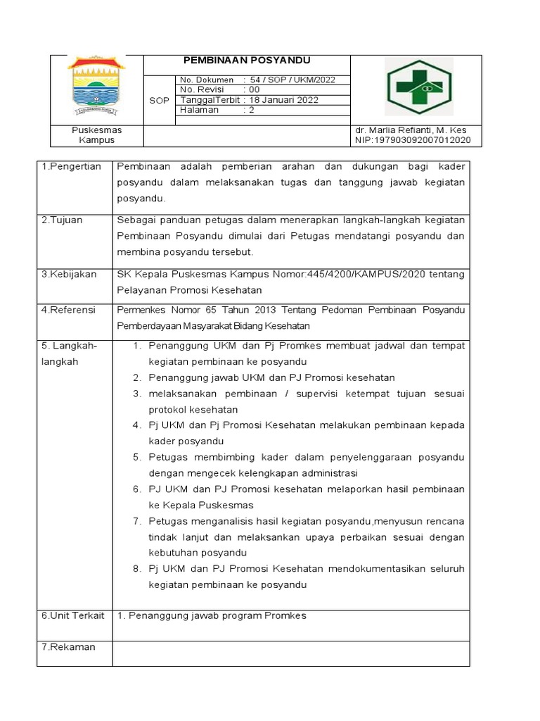 Sop Pembinaan Posyandu | PDF | Bisnis