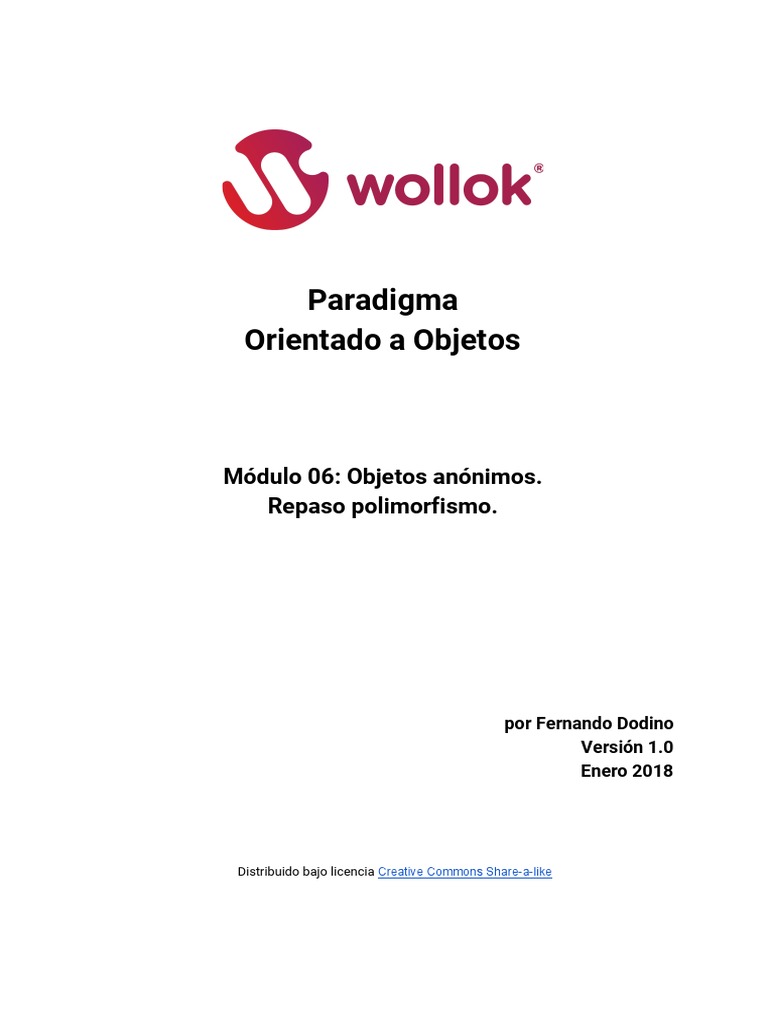 Objetos - Módulo 06 - Objetos Anónimos. Repaso Polimorfismo PDF | PDF ...