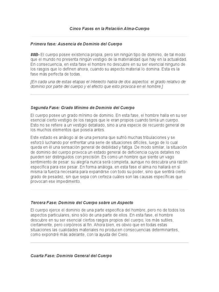 23B Cinco Fases en La Relación Alma | PDF | Alma | Existencia