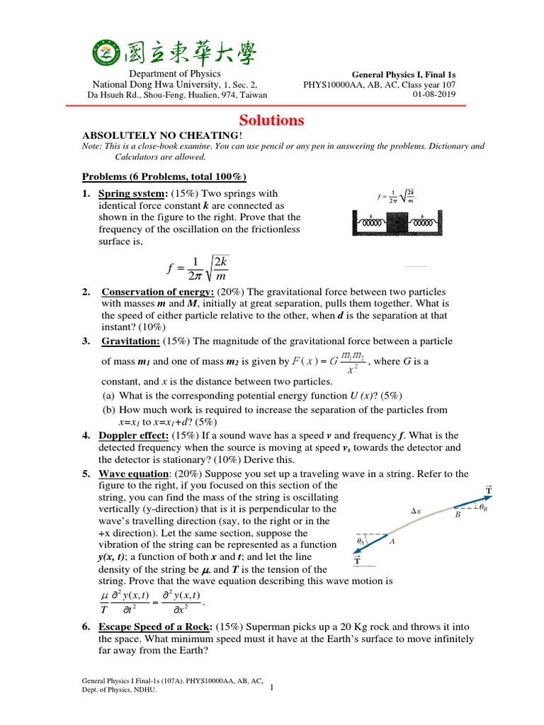Gen Phy107 Final1s PDF | PDF | Waves | Oscillation