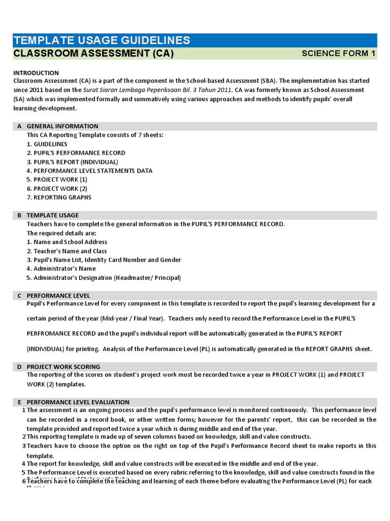 PBD Science Form 1 Reporting Template | PDF | Scientific Method | Science