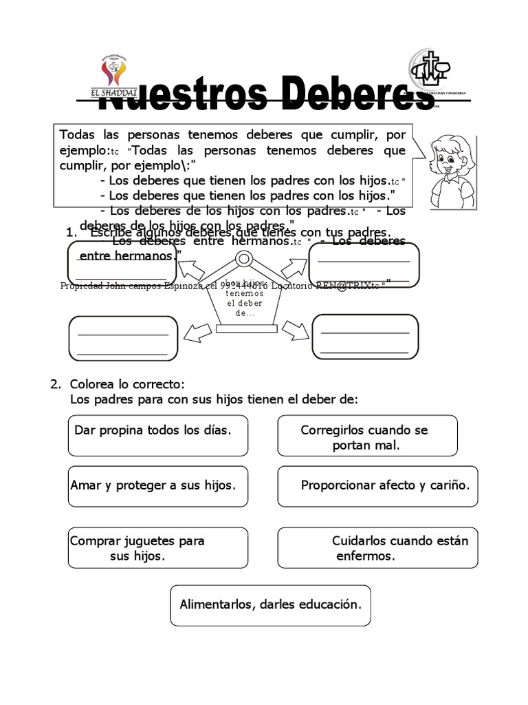 Ficha-de-Nuestros-Deberes y Derechos | PDF