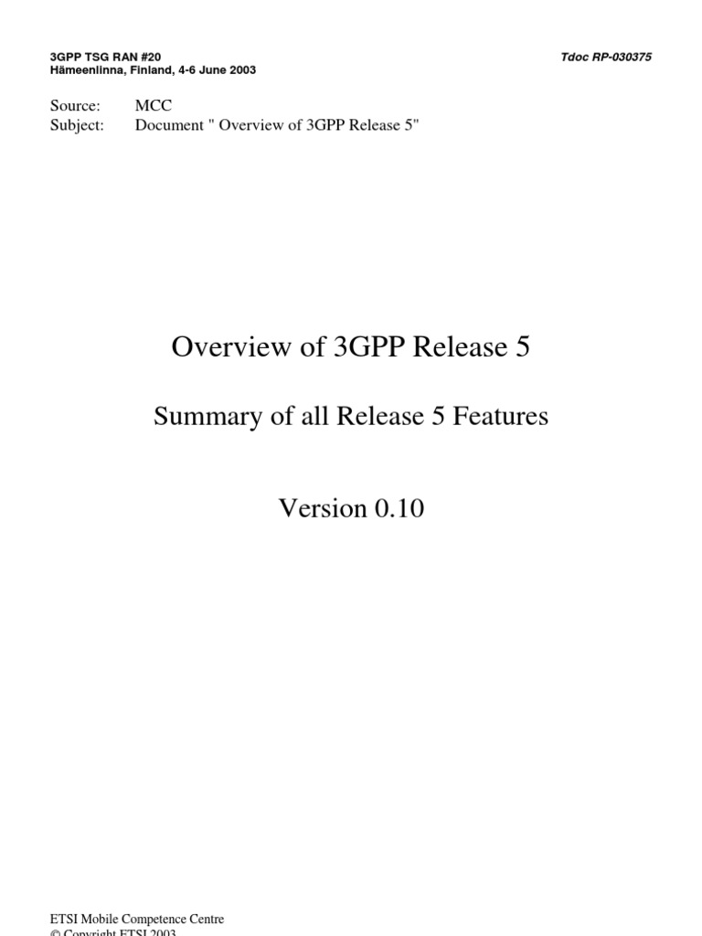 3GPP Release 5 Overview | PDF