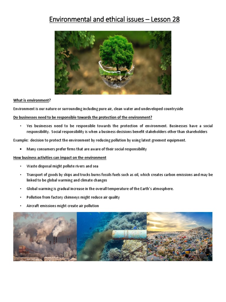 Environmental and Ethical Issues - Lesson 28 PDF | PDF | Air Pollution ...