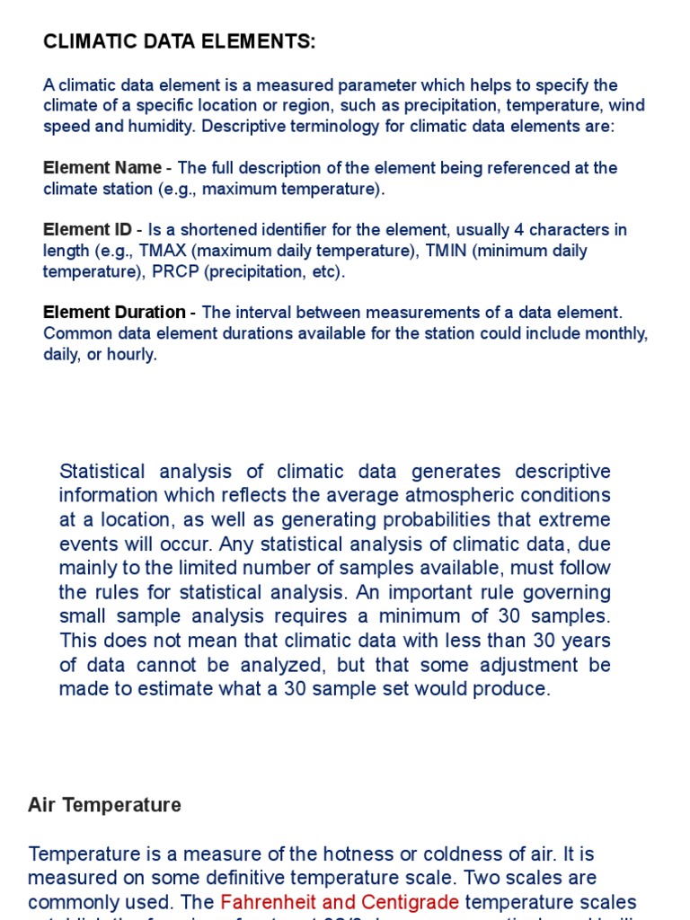 Key Elements of Climatic Data | PDF | Precipitation | Temperature
