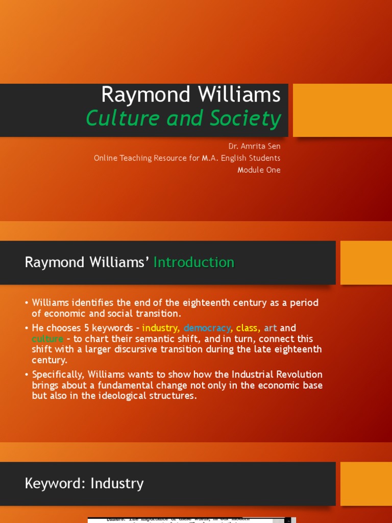 Raymond Williams Culture and Society PDF | PDF | The Wealth Of Nations ...