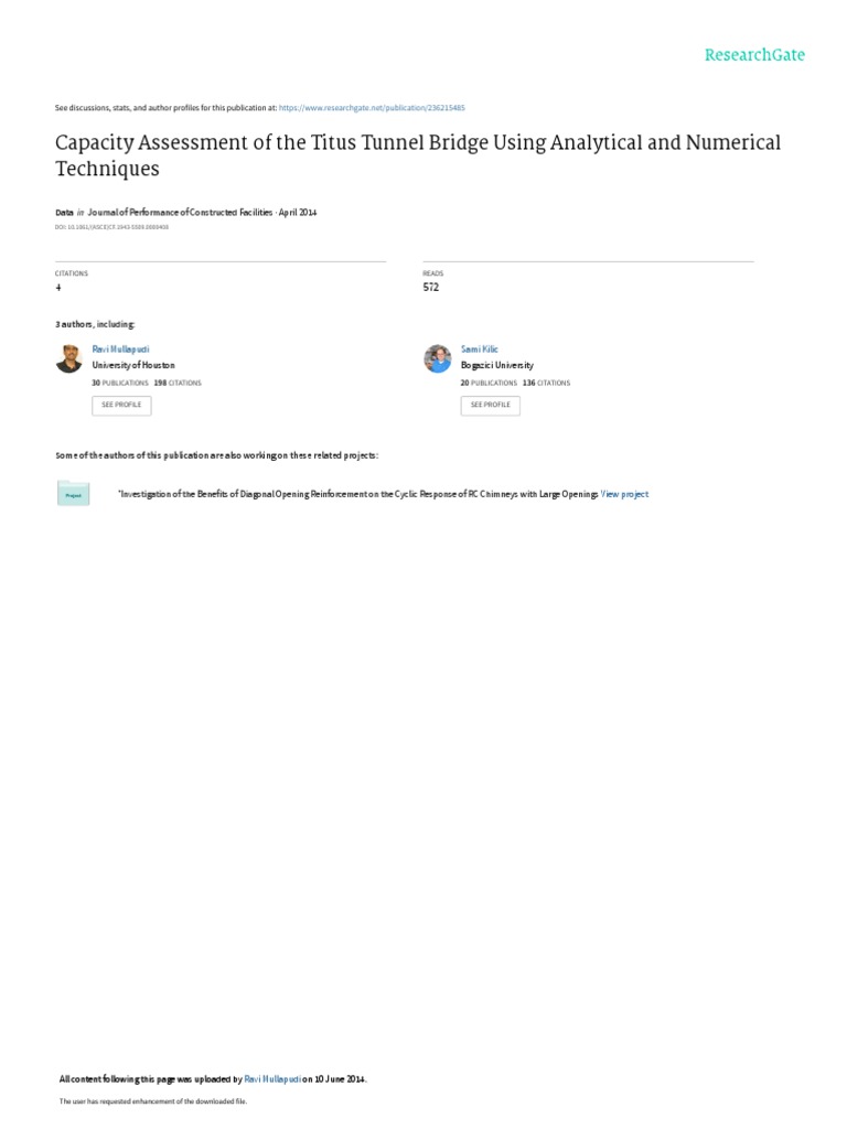 ASCE Titus Tunnel Paper | PDF | Mathematical Analysis | Bridge