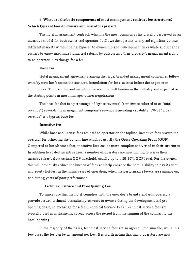 What Are The Basic Components of Most Management Contract Fee ...