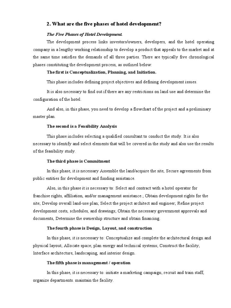 The Five Phases of Hotel Development | PDF | Business | Finance & Money ...