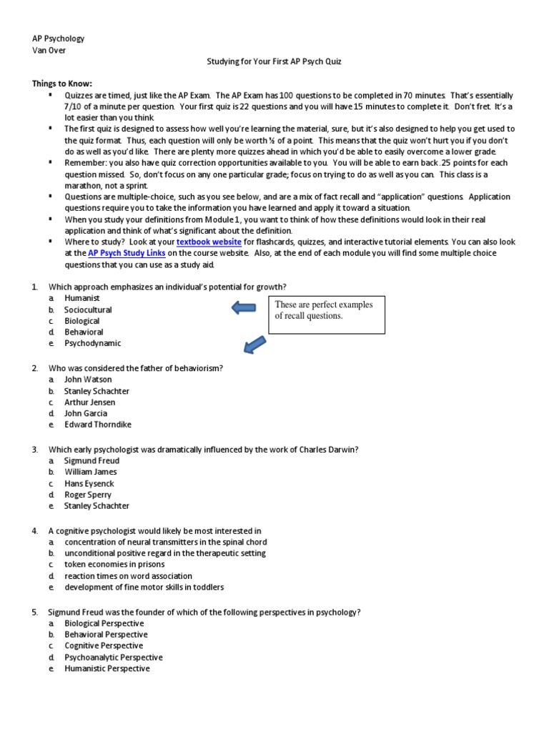 Ap Psych Unit 01 How To Study For Your First Quiz | PDF | Psychology ...