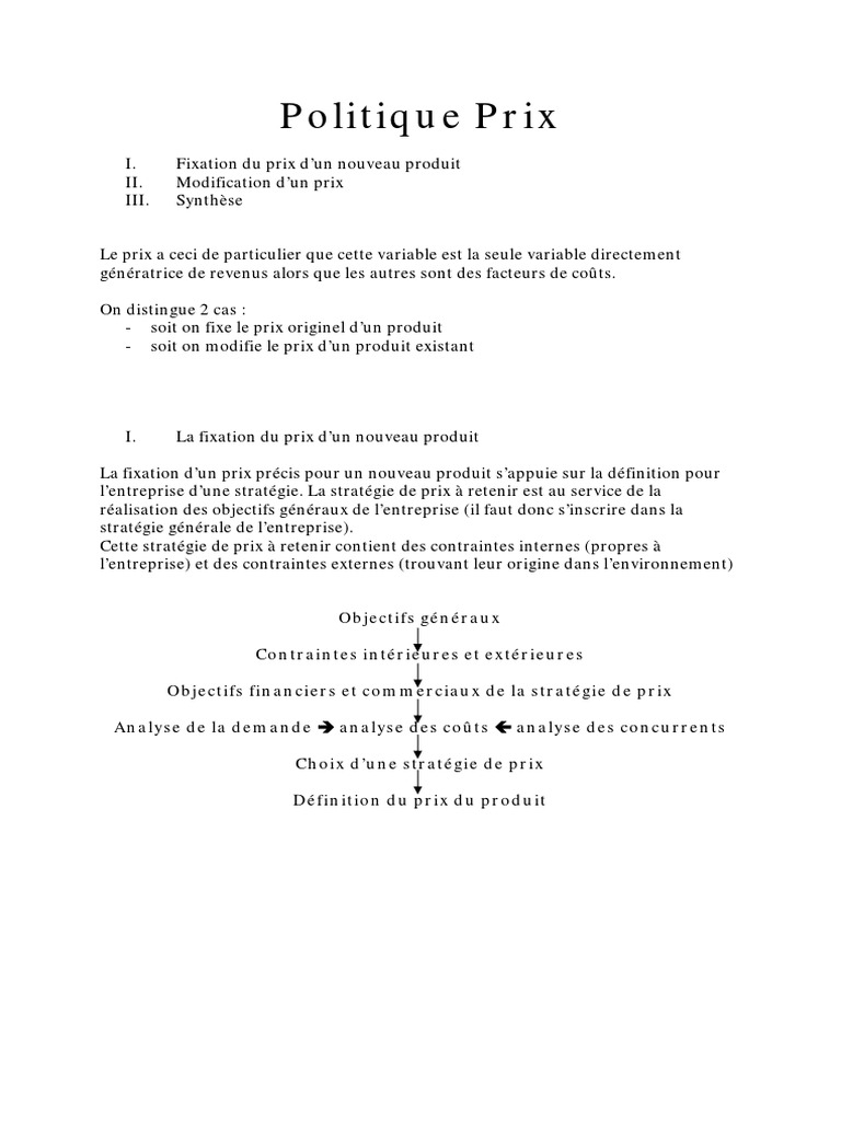 Politique Prix | PDF | Prix | Business